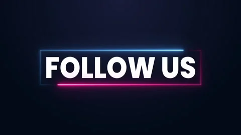 Animated follow us sign. neon effect. | Stock Video | Pond5