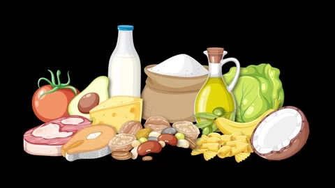 Animated Food Group Items Assembling on ... | Stock Video | Pond5