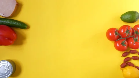Animated frame of different food, vegeta... | Stock Video | Pond5