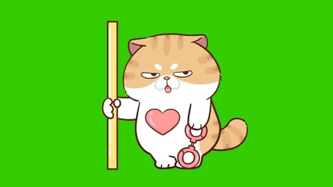 Animated Funny Cat Pole Dancing - Green ... | Stock Video | Pond5