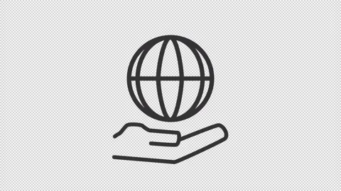 Animated globe on hand linear icon | Stock Video | Pond5