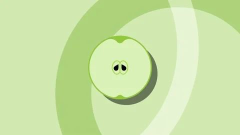 Animated green Apple slice symbol on an ... | Stock Video | Pond5