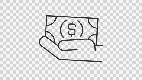 Animated hand holding dollar bill icon | Stock Video | Pond5