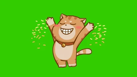 Animated Happy Cat with Ribbon Falling o... | Stock Video | Pond5