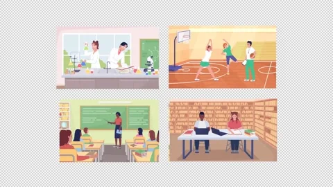 Animated high school classes set | Stock Video | Pond5