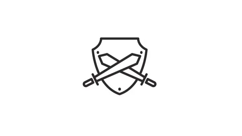 Animated Icon Shield with Two Crossed Sw... | Stock Video | Pond5