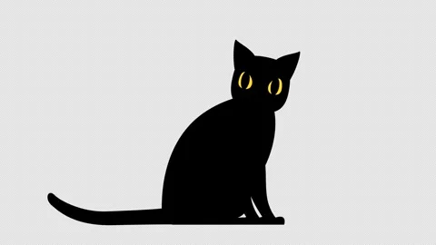 Animated illustration of a black cat bli... | Stock Video | Pond5