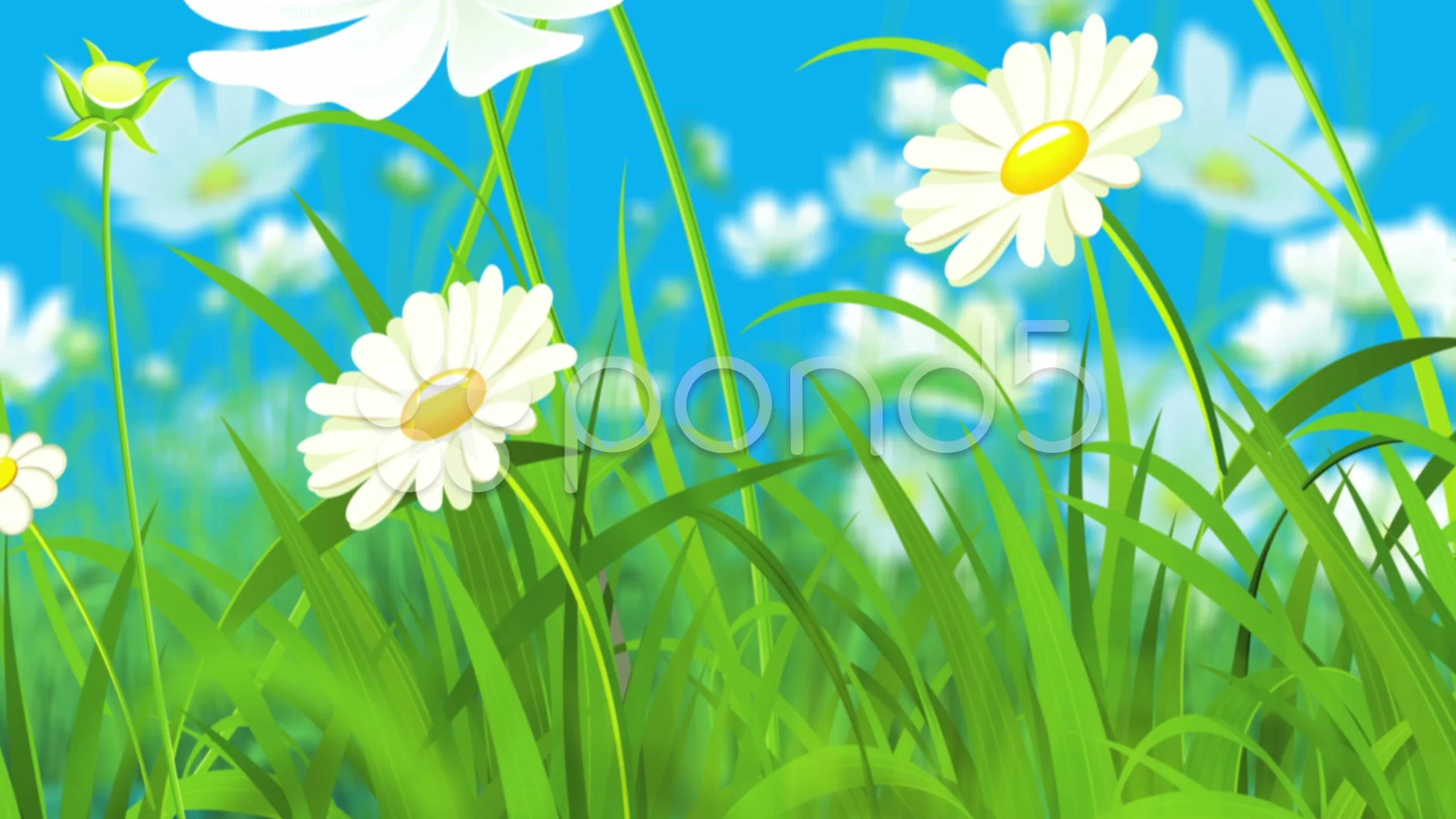 Animated Grass With Flowers