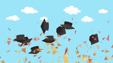 Graduation Caps In Air Stock Video Footage | Royalty Free Graduation ...