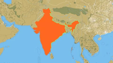 Animated India map highlighted orange co... | Stock Video | Pond5