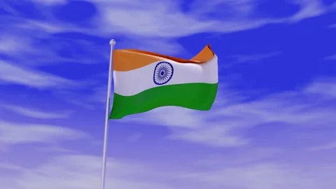 Animated Indian Flag Waving in the Wind | Stock Video | Pond5