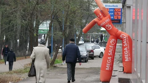 Animated inflatable advertising street f... | Stock Video | Pond5