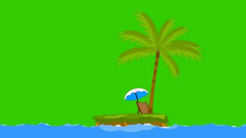 Animated Island with Palm Tree in the Se... | Stock Video | Pond5