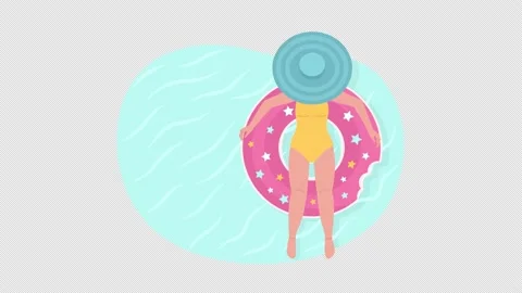 Animated lady on pool float loader | Stock Video | Pond5