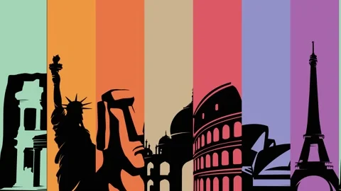 Animated Landmarks and Road Trip Tourism... | Stock Video | Pond5