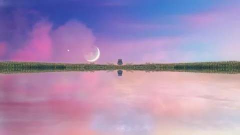 Animated landscape of a calm lake or flo... | Stock Video | Pond5