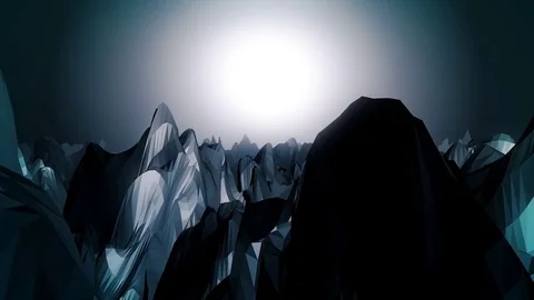 Animated landscape of mountains and moon... | Stock Video | Pond5