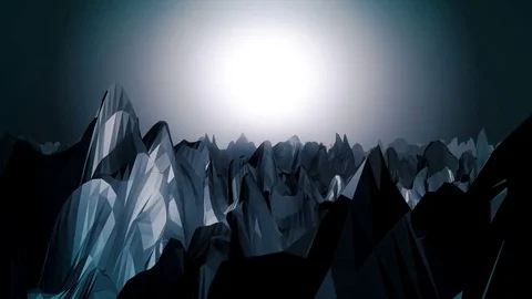 Animated landscape of mountains and moon... | Stock Video | Pond5