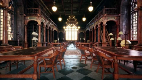 Animated library with old books 3d rende... | Stock Video | Pond5