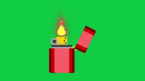 Animated lighter with flame on a green s... | Stock Video | Pond5