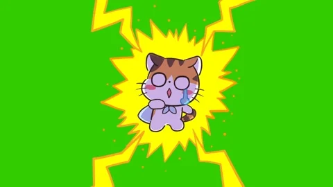Animated Lightning Strike Cat with Green... | Stock Video | Pond5
