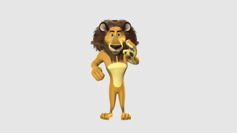 Animated lion talking to the camera | Stock Video | Pond5