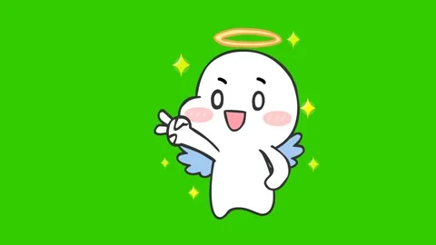 Animated Little Angel Peace Sign Green S... | Stock Video | Pond5