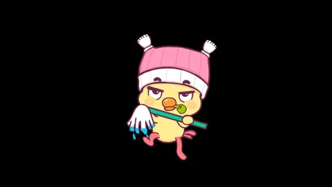 Animated Little Chicken Holding a Broom ... | Stock Video | Pond5