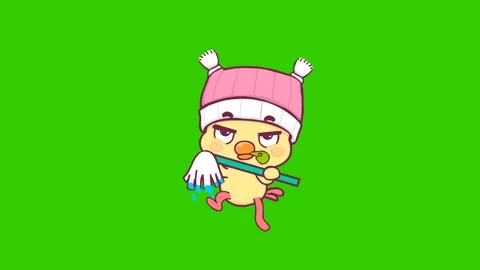 Animated Little Chicken Holding a Broom ... | Stock Video | Pond5