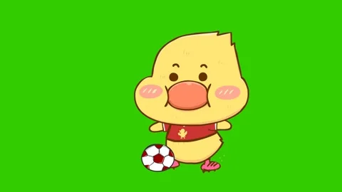 Animated Little Duck Kicking a Soccer Ba... | Stock Video | Pond5
