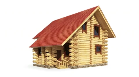 Animated log house | Stock Video | Pond5
