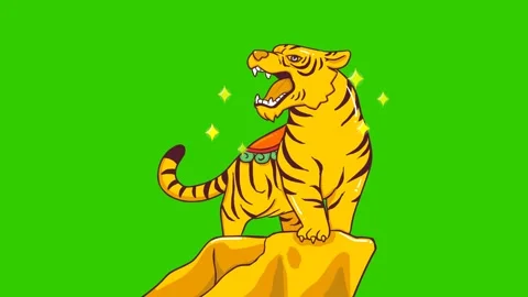 Animated Lucky Golden Tiger Roaring with... | Stock Video | Pond5