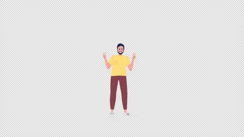 Animated man with peace hand gesture | Stock Video | Pond5