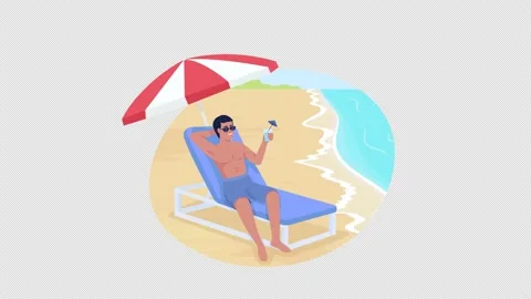 Animated man sunbathing on beach | Stock Video | Pond5