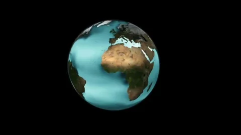 Animated map of the earth and its oceans... | Stock Video | Pond5