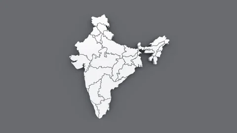 Animated map of India, white map on gray... | Stock Video | Pond5