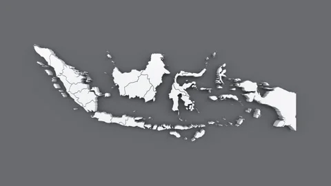 Animated map of Indonesia, white map on ... | Stock Video | Pond5