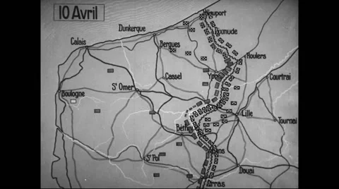 Animated map showing German offensive mo... | Stock Video | Pond5