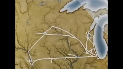 An animated map shows a train route and ... | Stock Video | Pond5