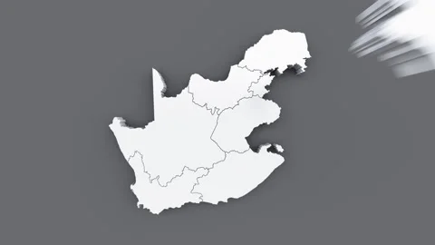 Animated map of South Africa, white map ... | Stock Video | Pond5