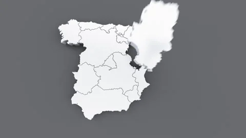 Animated map of Spain, white map on gray... | Stock Video | Pond5