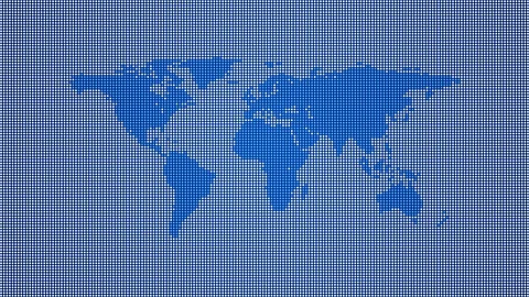 Animated map of the world. Round pixels. | Stock Video | Pond5