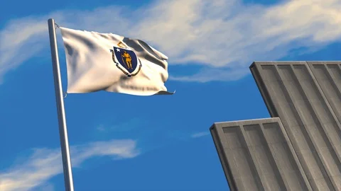 Animated Massachusetts flag waving with ... | Stock Video | Pond5