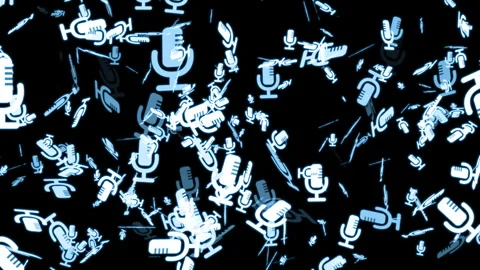 Animated microphones on full screen blac... | Stock Video | Pond5