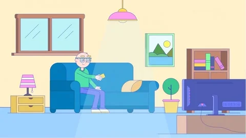 Animated Middle Aged Man Sitting On Sofa... | Stock Video | Pond5