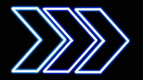 Animated neon arrow direction on black s... | Stock Video | Pond5