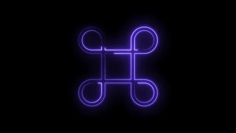 Animated neon command key symbol on blac... | Stock Video | Pond5
