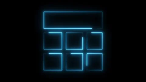 Animated neon grid layout with cyan line... | Stock Video | Pond5