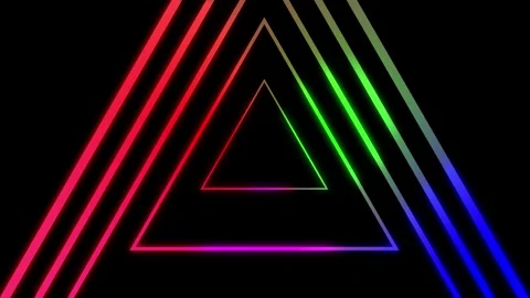 Animated neon lights triangles icon on a... | Stock Video | Pond5