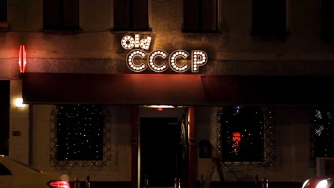 Animated Neon Sign Old Cccp At Building ... | Stock Video | Pond5